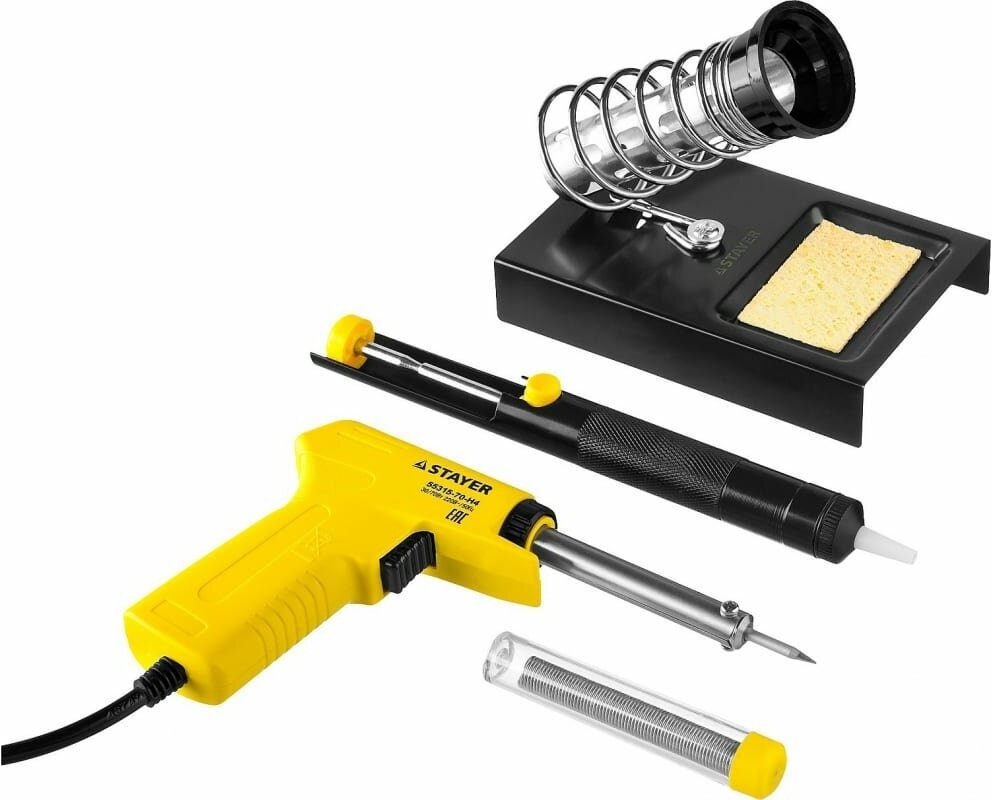 Набор для паяльных работ STAYER "PROFI" PROTerm, 55315-70-H4 паяльник 55307 + подставка + припой + шприц, 60 Вт 55315-70-H4