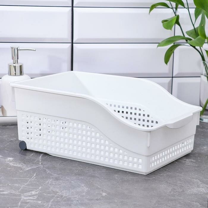 Виолет Контейнер для хранения хозяйственный «Лофт», 31×21×12.5 см, на колёсах, белый