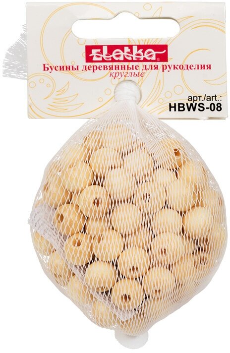 Бусины деревянные "Zlatka" HBWS-08 8 мм 100 шт. св. дерево