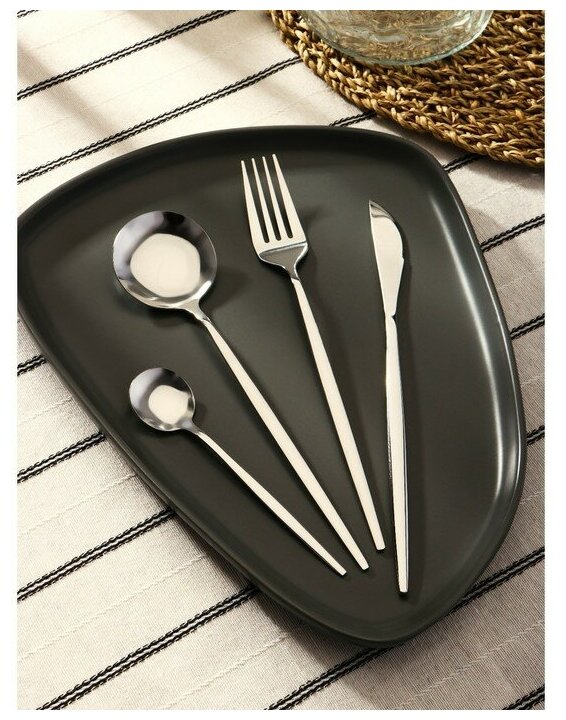 Набор столовых приборов из нержавеющей стали Magistro «Блинк», 4 предмета, цвет серебряный