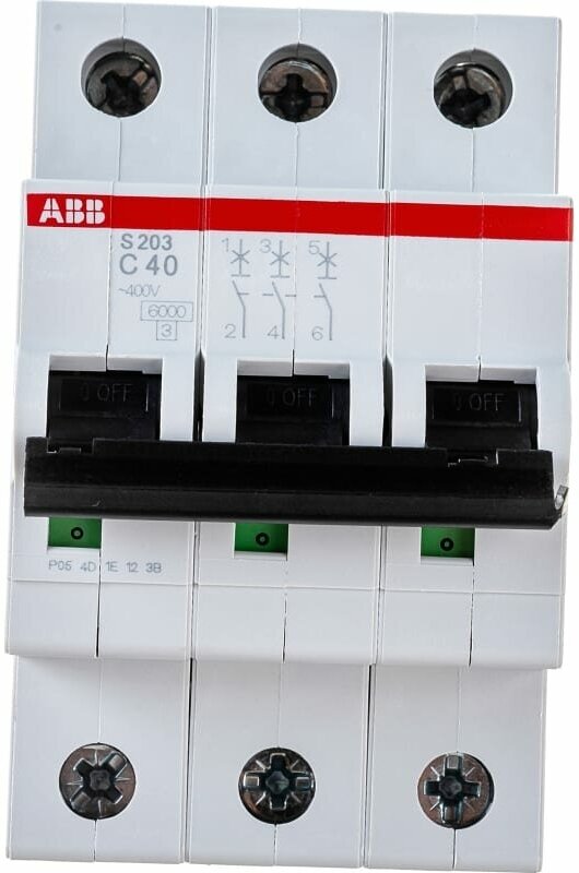 ABB Автоматический модульный выключатель 3-полюсный C-серии S203 6 кА 40 А 2CDS253001R0404