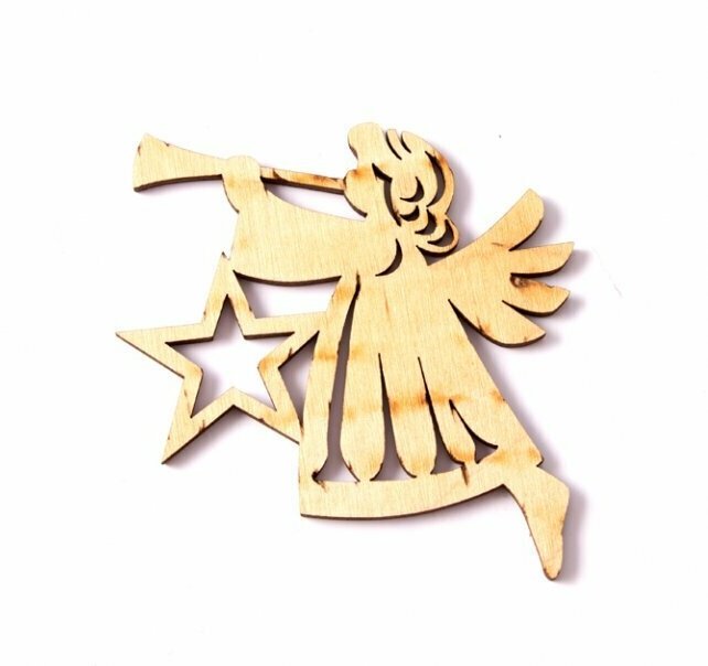 Деревянные заготовки / Декупаж, деревянная заготовка для творчества "Добрый мастер" "Ангелочек с дудочкой" 7,6*8см (3шт)