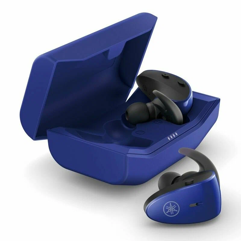 Синие спортивные наушники Yamaha TW-ES5A, полностью беспроводные с Bluetooth, с шумоподавлением и защитой от воды IPX7