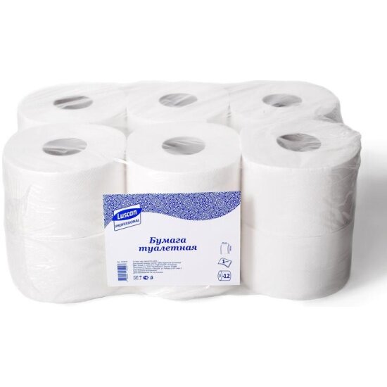 Туалетная бумага для диспенсера Luscan Professional 1-слойная 12 рулонов по 200 метров (арт.694878)