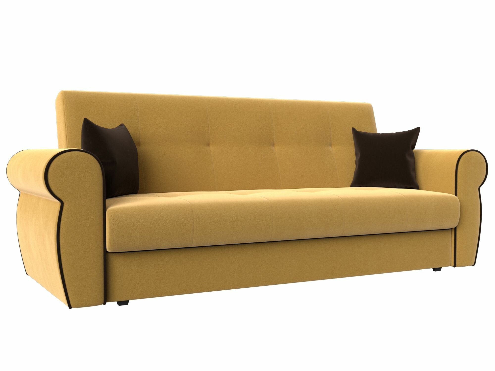 Диван-книжка Лига-019, микровельвет, механизм книжка, желтый, 222x83x90см. Хит Диванов