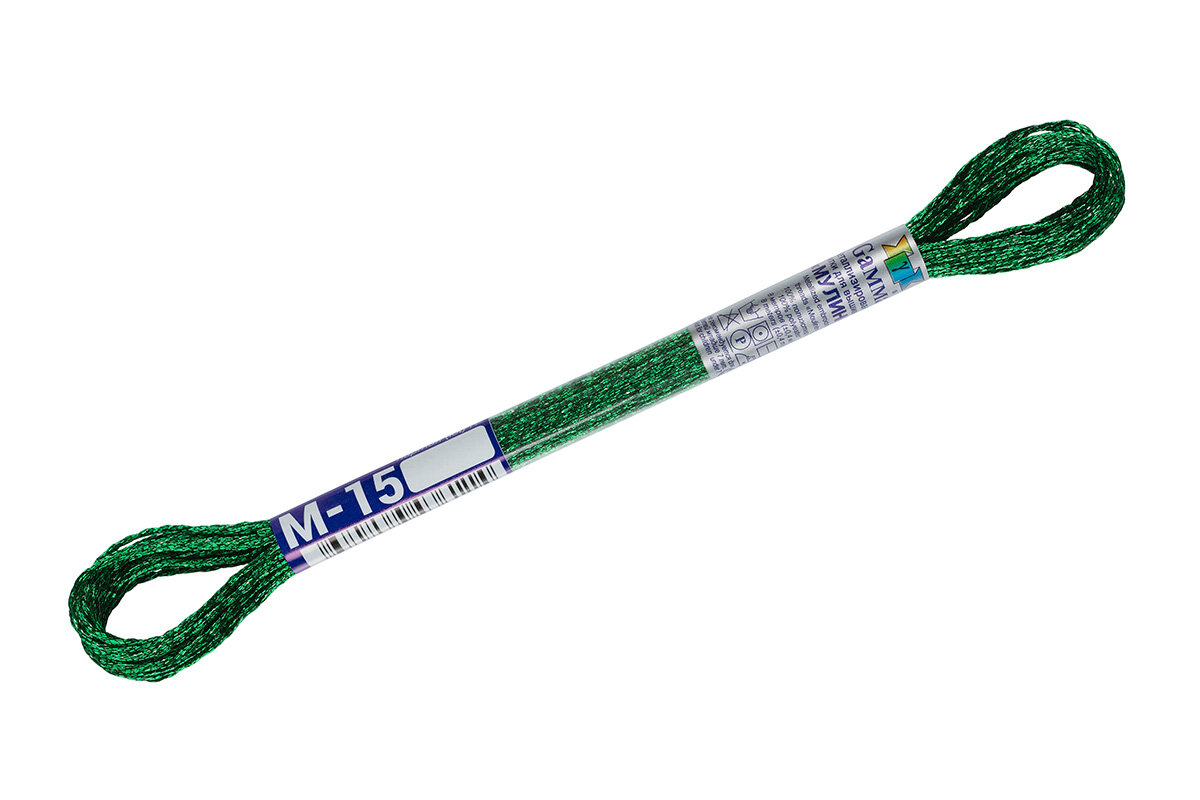 Мулине "Gamma" NM металлик 100% полиэстер 8 м М-15 зеленый