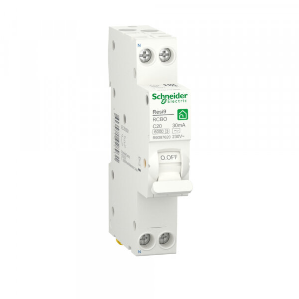 Дифферинциальный автомат 1P+N С 20А 6kA 30мА 18mm тип AC R9D87620 Schneider Electric Resi 9