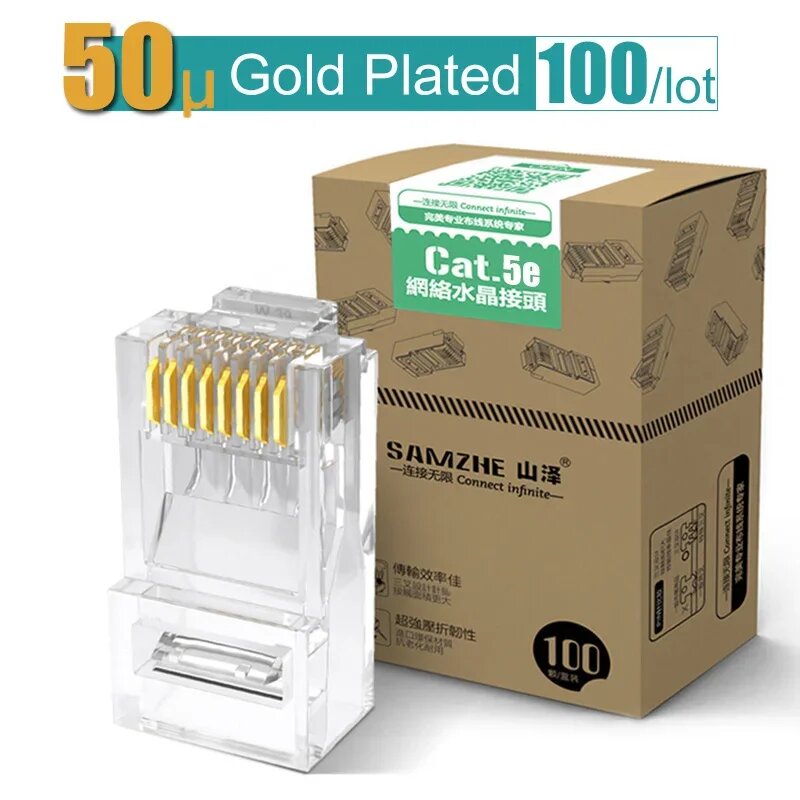 SAMZHE Разъемы RJ45 Cat6 50U CAT5e 100PCS