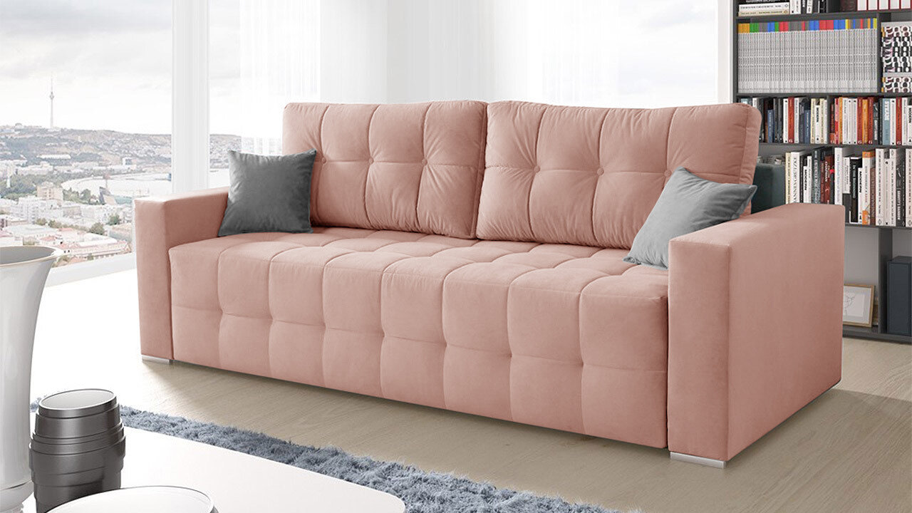 Диван Денвер Лайт Vivaldi 27 NEW 230x94x80 см, розовый Велюр, еврокнижка GOODFORM