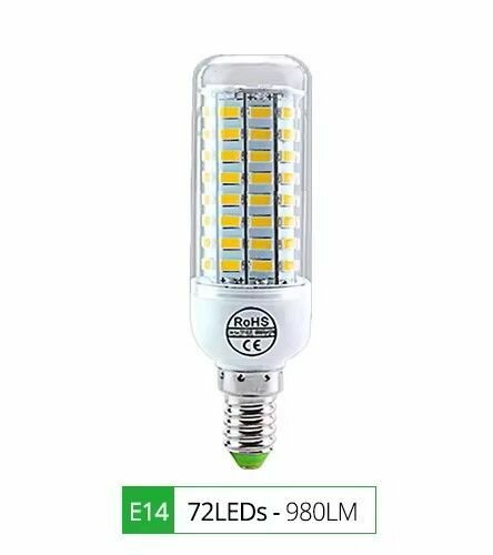 Лампочка кукуруза E14 светодиодная 72 светодиодов 5730 60W теплый белый