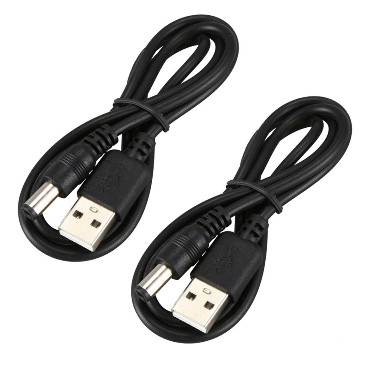 2X USB-кабель 5,5 мм / 2,1 мм 5 В DC Jack Cable (черный, 75 см)