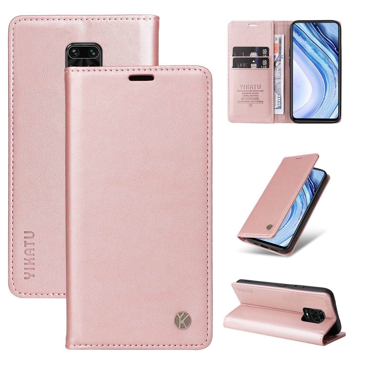 Кожаный флип-чехол для Xiaomi Redmi Note 9 pro 4G/Note 9S(Сяоми Редми Нот 9 про/Нот 9S) с магнитом, отделением для карт и отделением для бумажника