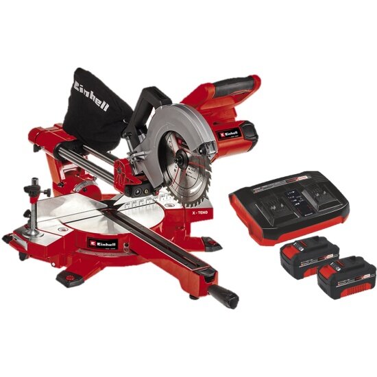 Пила торцовочная аккумуляторная Einhell PXC TE-SM 36/210 Li, 2х18В, 4Ач+двойное ЗУ (4300880SET)