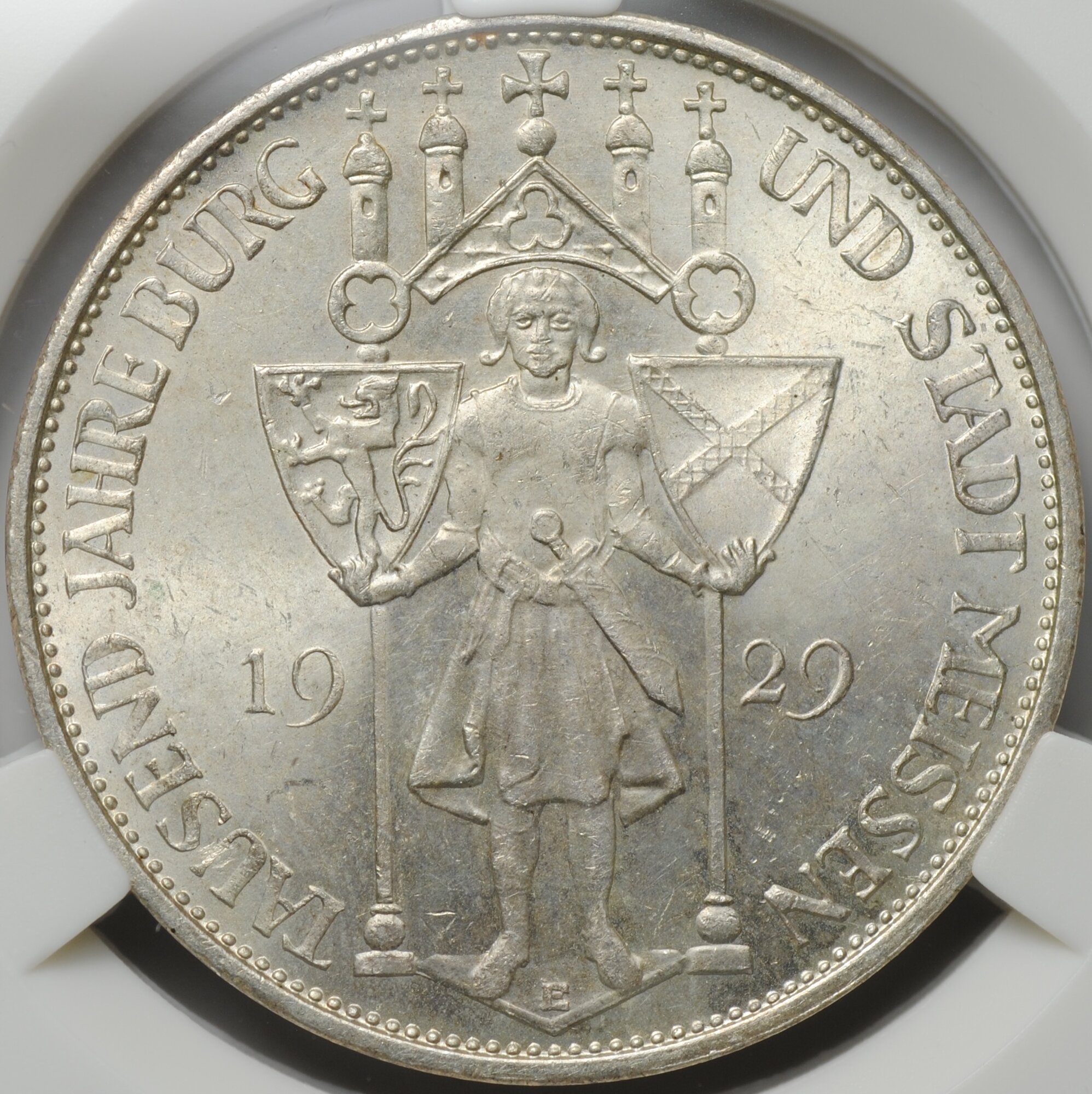 Монета 3 рейхсмарки (марки) 1929 1000 лет Мейсену Германия слаб CPRC MS 64