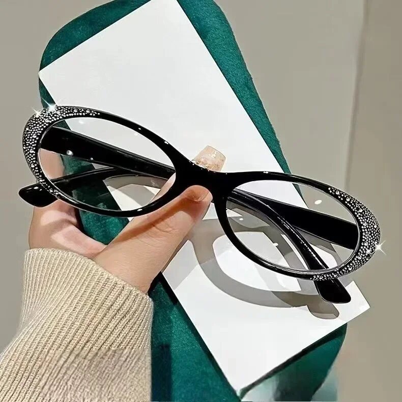 Женские роскошные очки для чтения с бриллиантами, модные новые очки для дальнозоркости black, +300