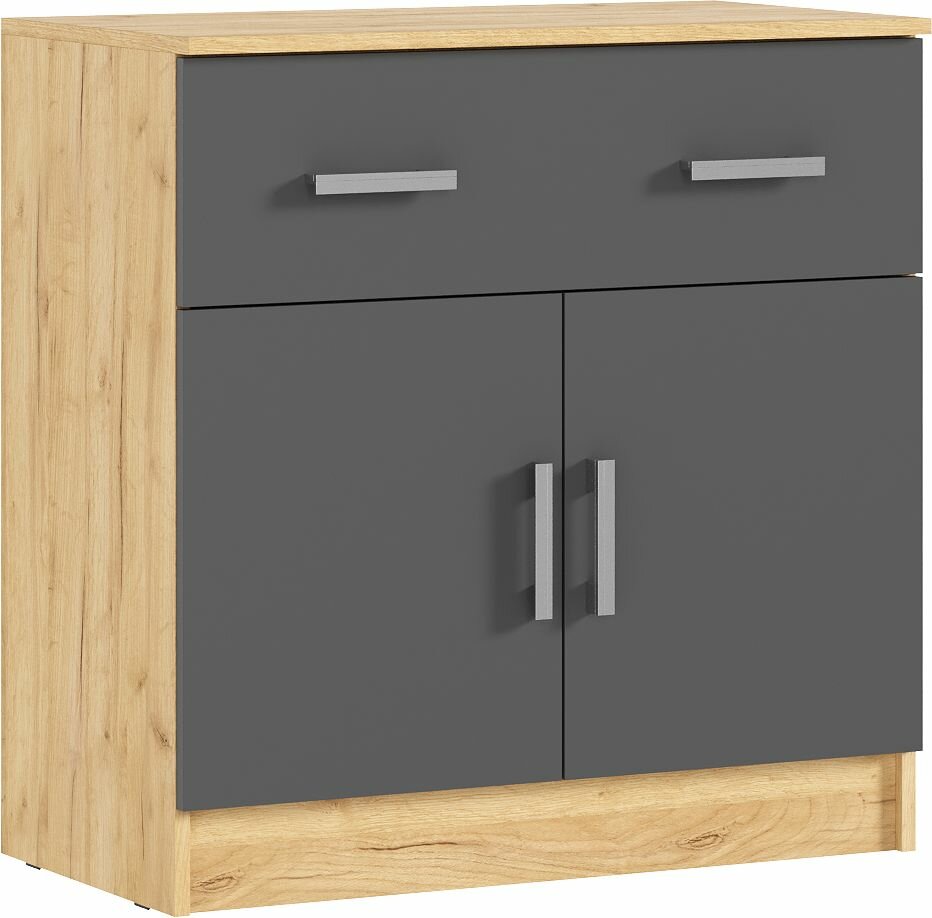 Басямиф Комод 1 ящик 2 двери (Графит, Дуб крафт)