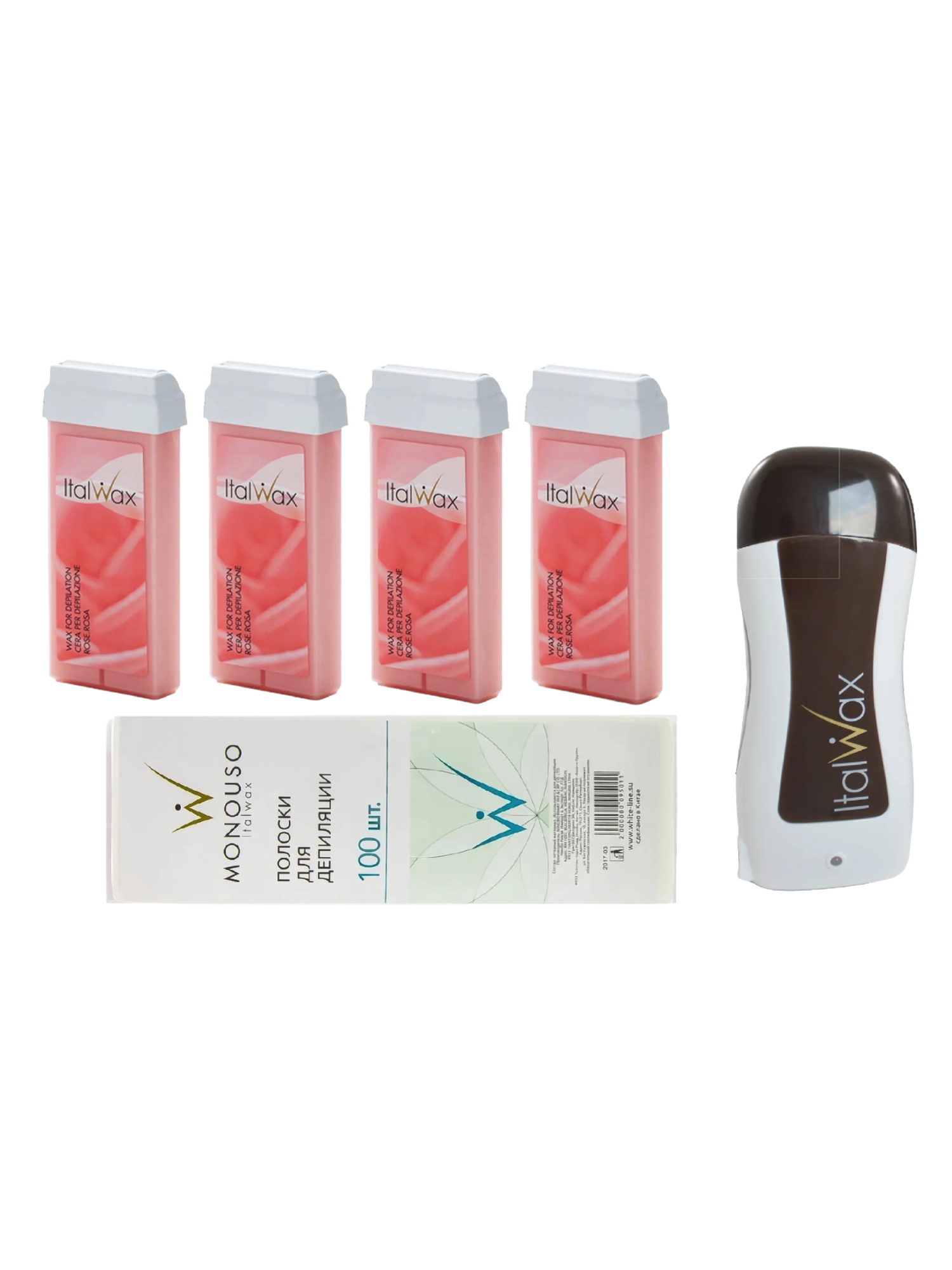 Набор для восковой депиляции Роза ITALWAX NATURA Rose, 4 картриджа+нагреватель+полоски