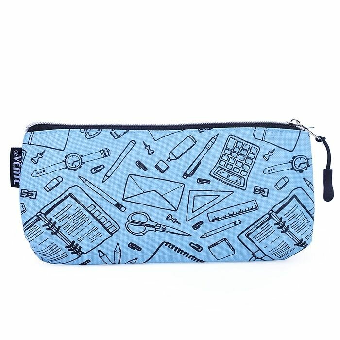 Пенал deVENTE "School" 21x8x3,5 см треугольный, на молнии, текстильный, в пластиковом пакете (7026063)