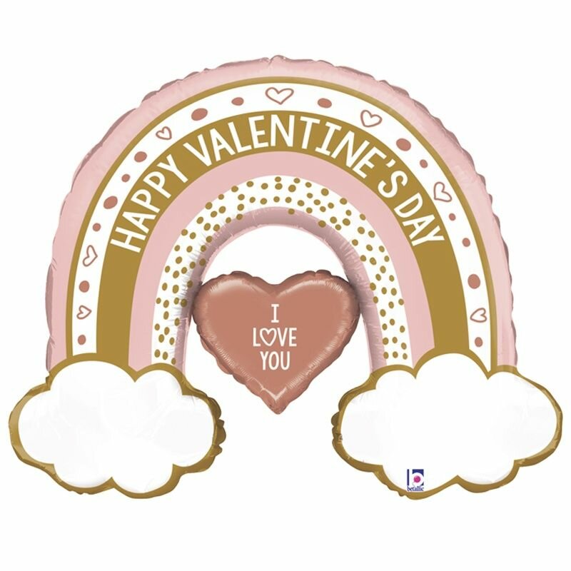 Фольгированный шар Grabo Радуга, С днем святого Валентина, для гелия/воздуха