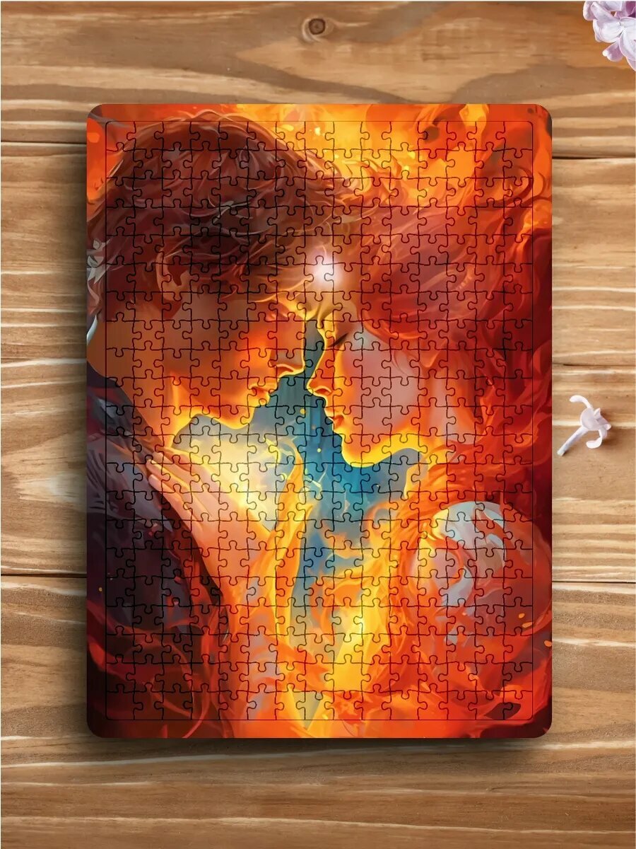 Деревянный пазл в подарок "Огненная любовь"