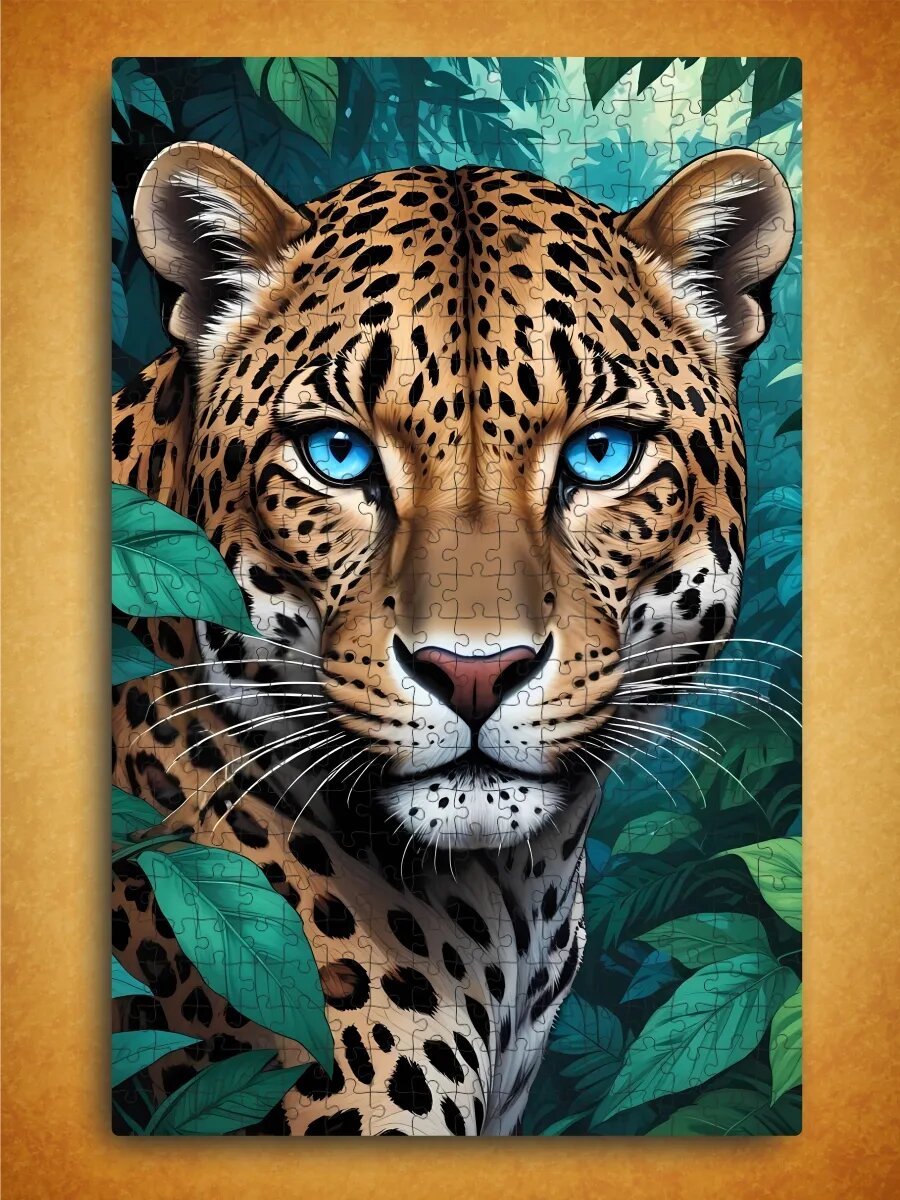 Деревянный пазл в подарок "Леопард"