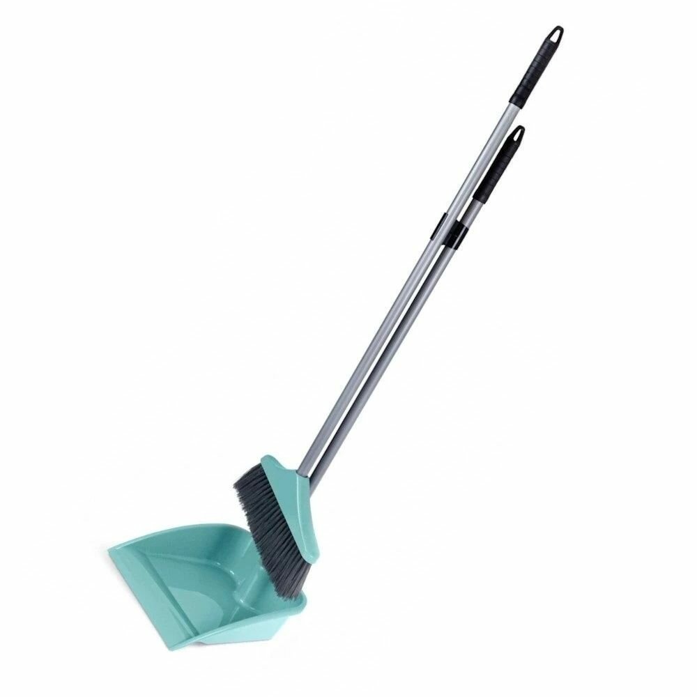 Совок со щеткой MARTIKA с высокой ручкой "Перфетто" бирюзовый