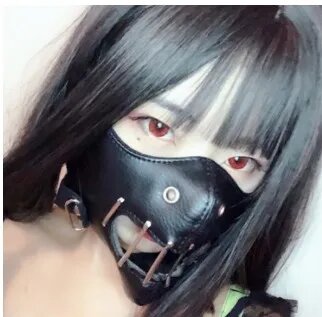 ACTPUNK Черная кожаная маска полулица mask only