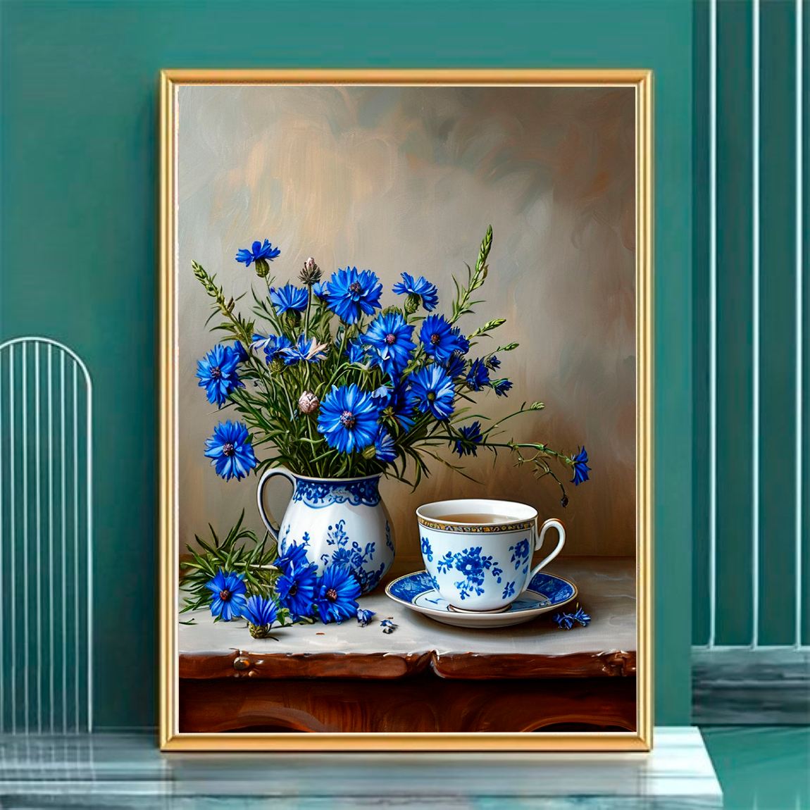 Картина на стену для интерьера "Васильки" 40х50 см, холст на подрамнике, InterToys