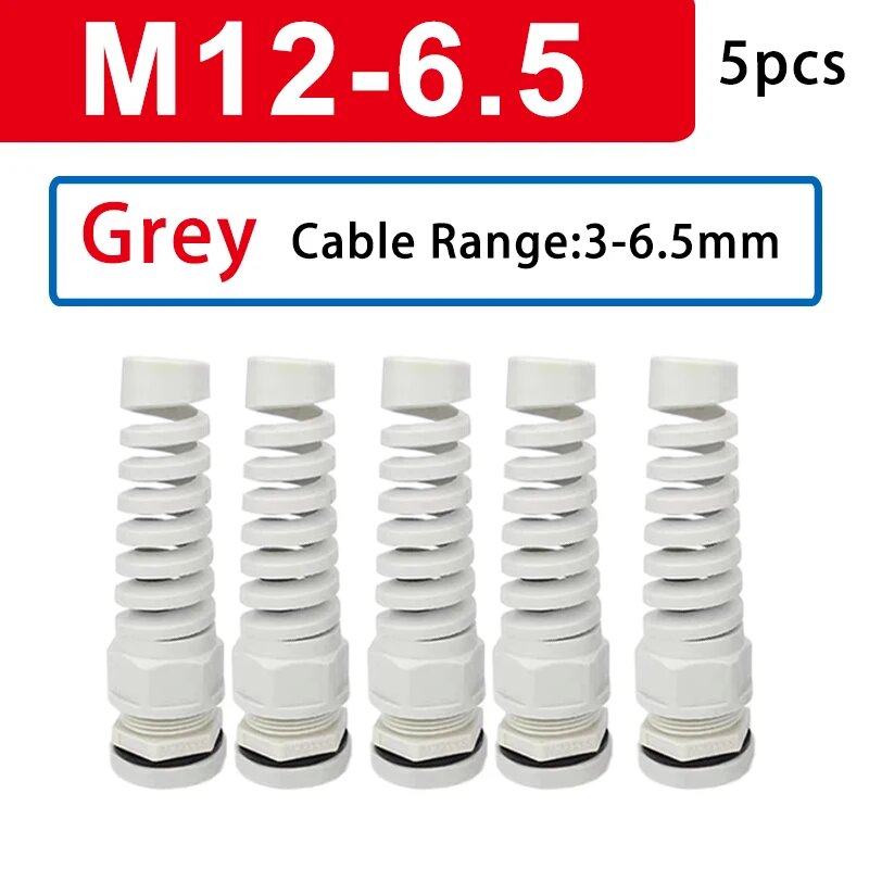 Кабельные вводы PG7-PG21 нейлон черный/белый 5 шт M12-6.5 GY 5pcs