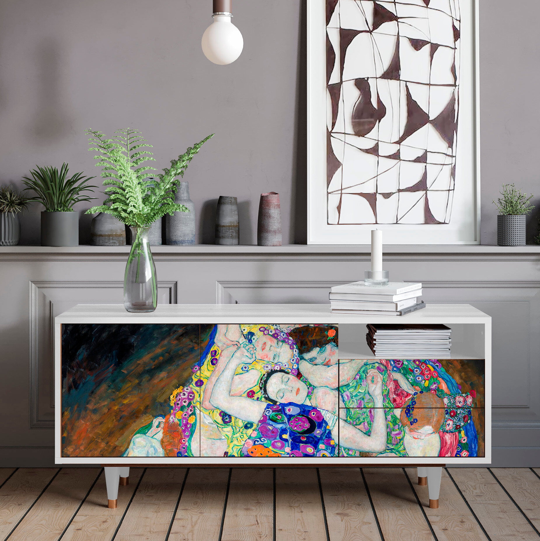 ТВ-Тумба - STORYZ - T7 The Maiden by Gustav Klimt, Размер - 125 x 56 x 41 см, Цвет корпуса - , Белый