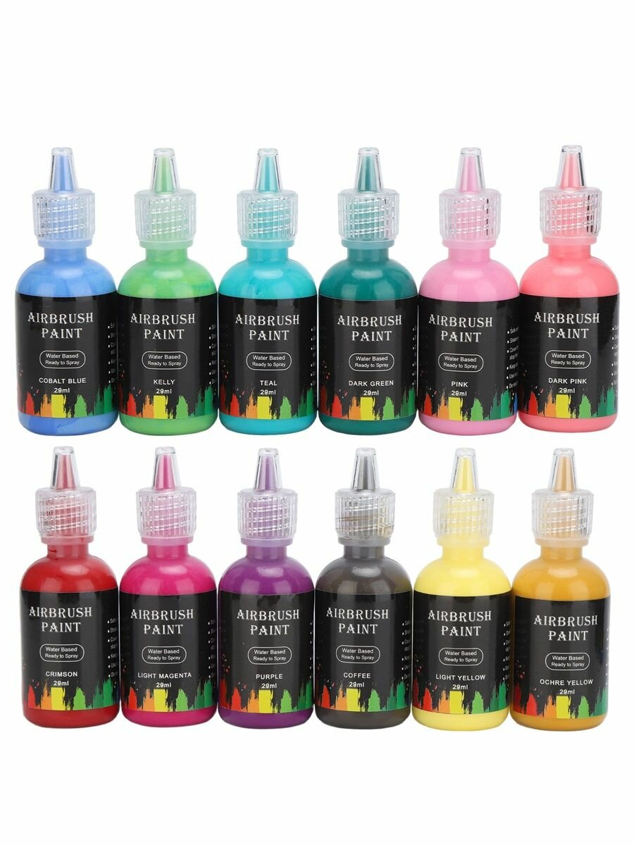 12-цветный набор красок для аэрографа, 348 мл, жидкие чернила для самостоятельного изготовления автомобилей