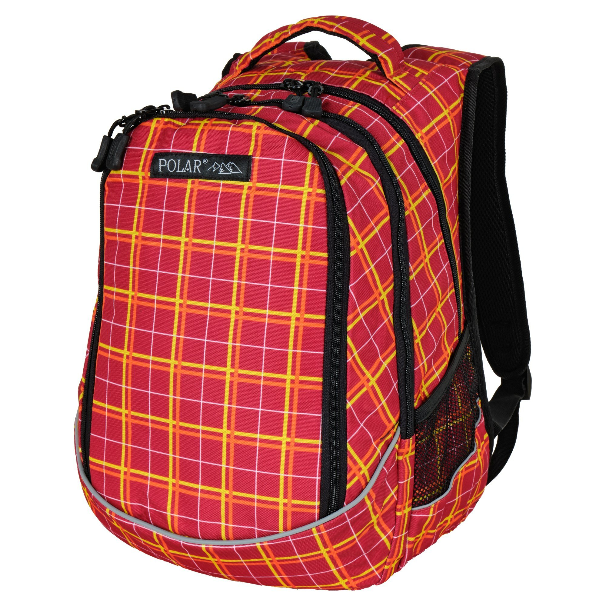 Школьный рюкзак Polar 18301, для подростков, красный в желтую клетку
