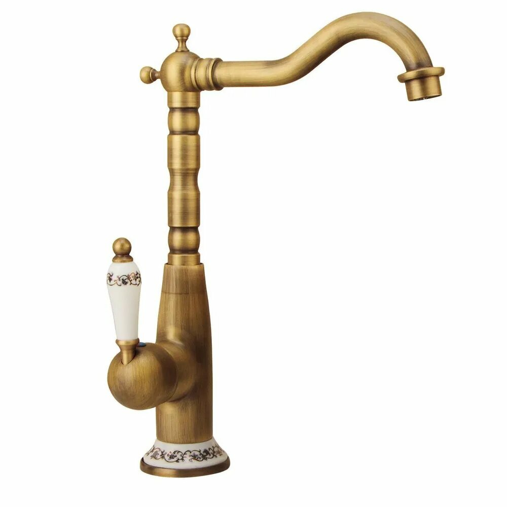 Смеситель для кухни BRIMIX ретро, Полностью медный античный черный матовый смеситель для умывальника с одним отверстием