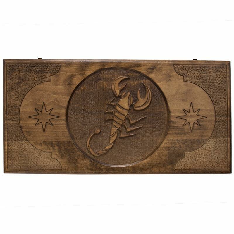 Нарды резные Скорпион, Ustyan подарочные большие деревянные из бука резаные / 60х60 / армянские