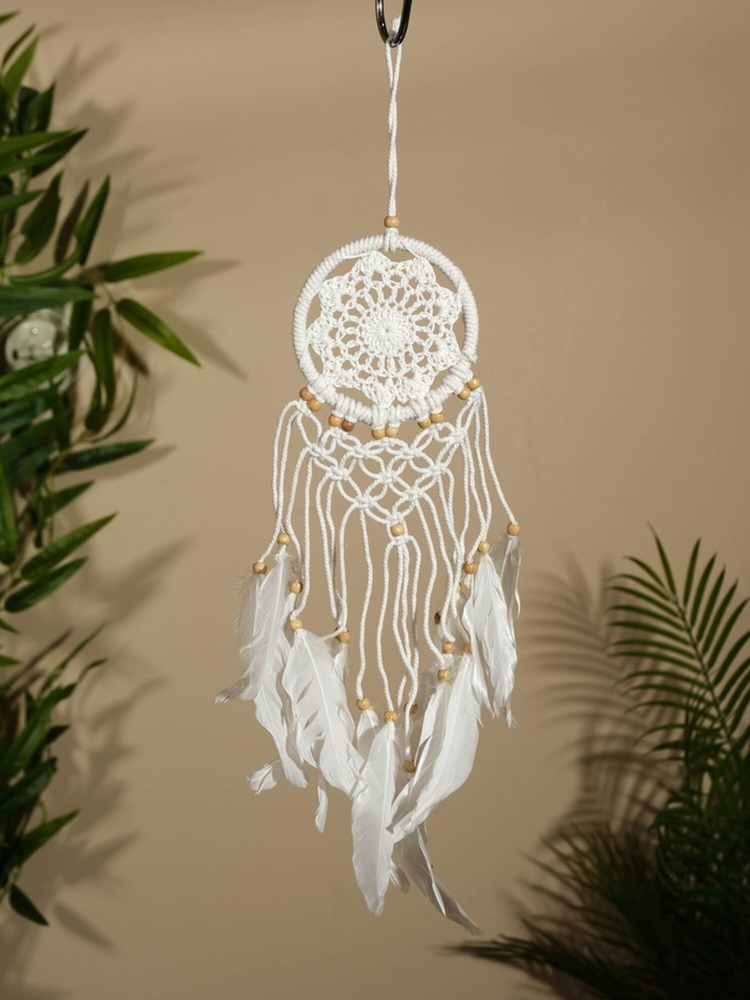 Ловец снов Сима-ленд "Цветок", дерево, текстиль, круглый, белый, 9x36 см