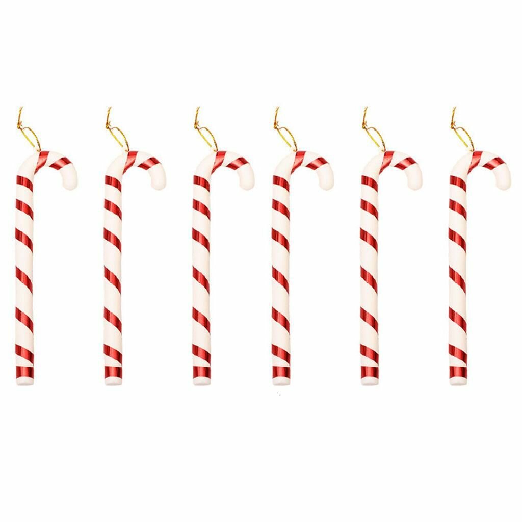 Набор из 6 штук, леденцовая рождественская трость для ходьбы