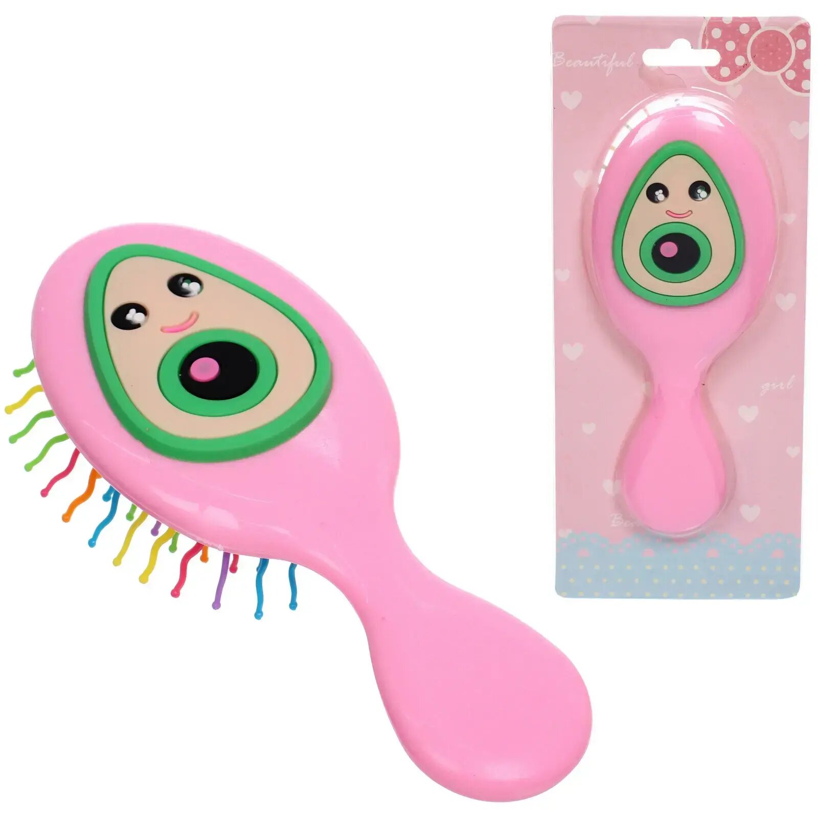 Расческа массажная детская «мила», авокадо, розовая, 14х5,5см, для удобства