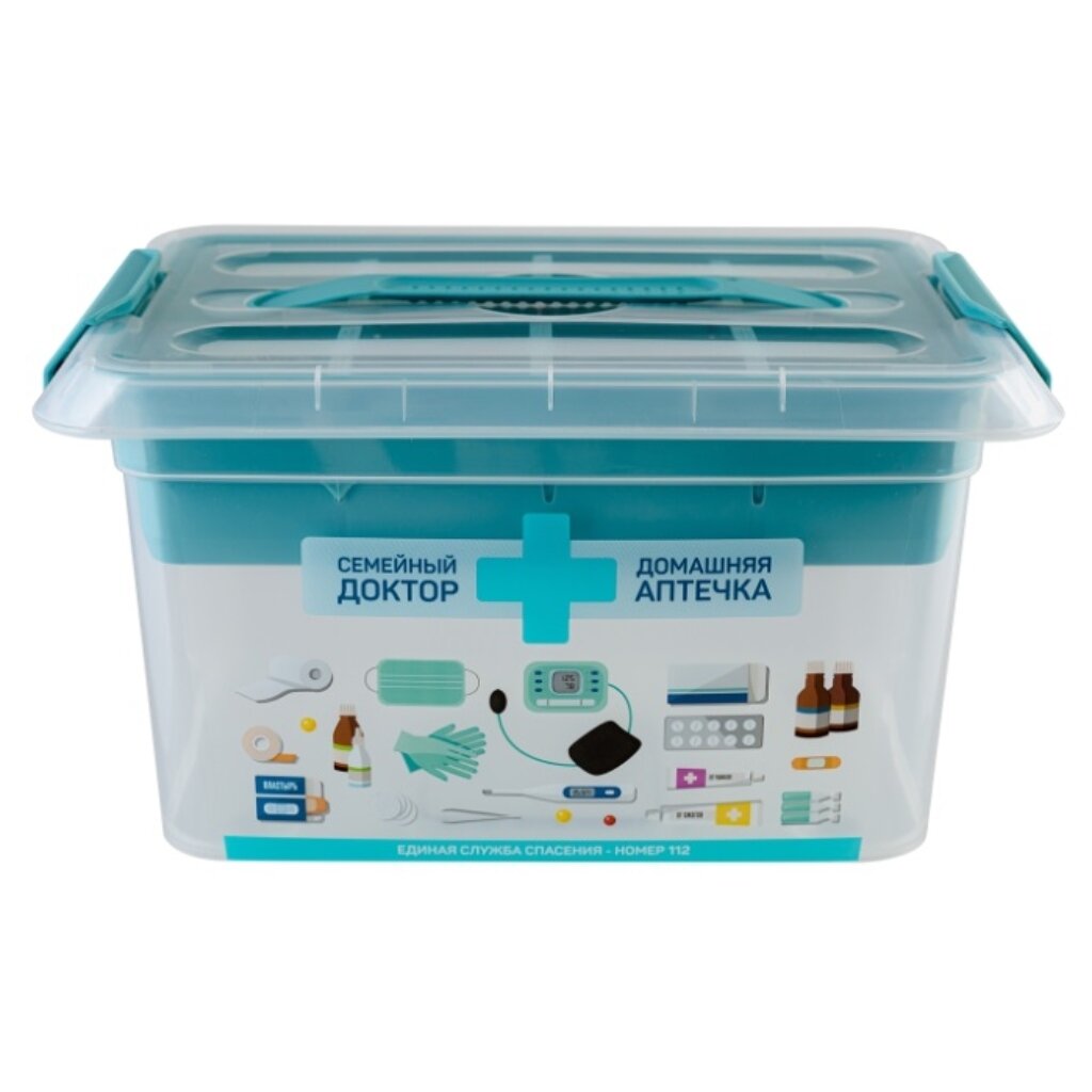 Контейнер для хранения, 6 л, 30х17х19.3 см, с крышкой, с вкладышем, Полимербыт, Smartbox M Аптечка домашняя, 4348203