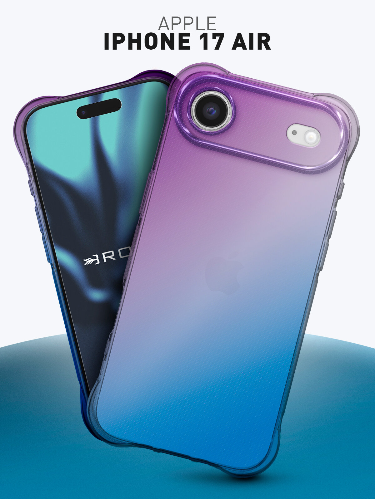 Противоударный силиконовый чехол Rosco на Apple iPhone 17 Air (Айфон 17 Аир), прозрачный фиолетово-синий
