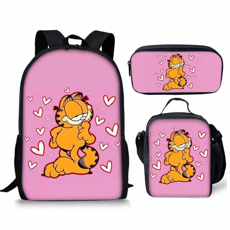 Набор из трех предметов с котом Гарфилдом, сумка-карандаш, студенческий детский рюкзак, универсальный Amazon
