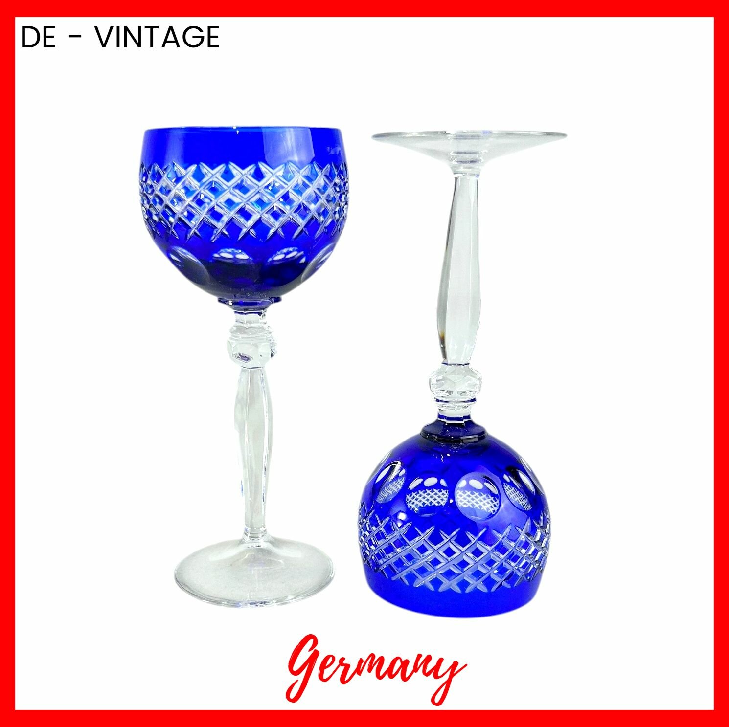 Бокал винтажный цветной хрусталь, синий. Германия