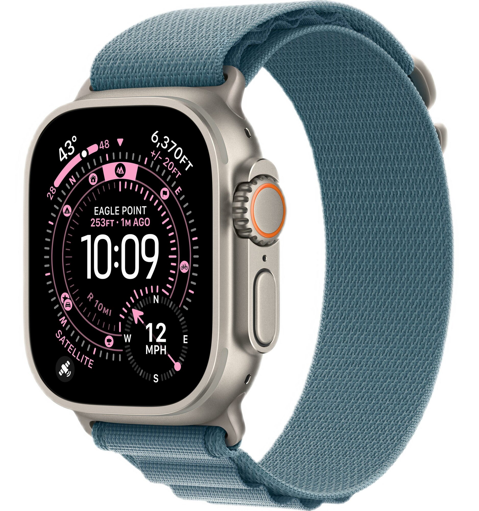 Часы Apple Watch Ultra 3 (2025) 49mm Natural Titanium Case with Light Blue Alpine Loop - Large (GPS + Cellular)