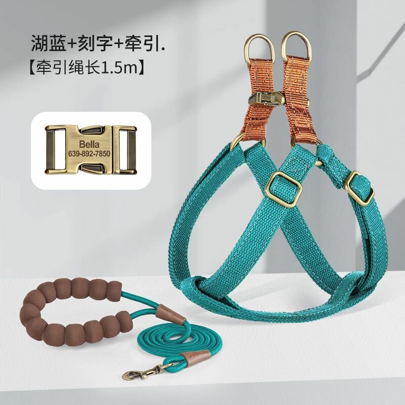 Стиль жилета с поводком для собак маленьких и средних пород, Тедди, Корги, гравируемый нагрудный ремень, наружные антипотерянные аксессуары для питомцев