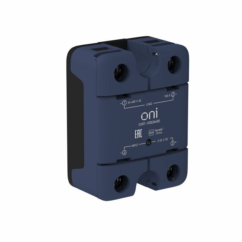 Реле твердотельное SSR1 100А 3-32В DC 24-480В AC ONI SSR1-100DA480