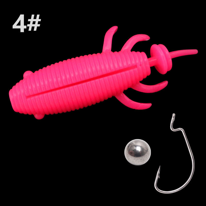 Рыболовная плавающая мягкая приманка-червя Creature Baitк, с крючком и стальным шариком 8 см/13 г, 1 шт, розовая