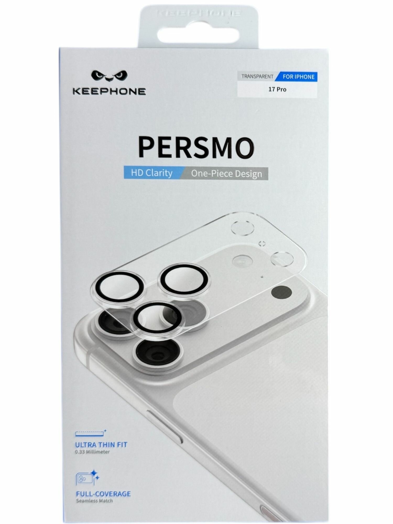 Защитные Линзы KEEPHONE PERSMO на всю камеру для телефона iPhone 17 Pro, PREMIUM camera lens, цвет Transparent (прозрачные)