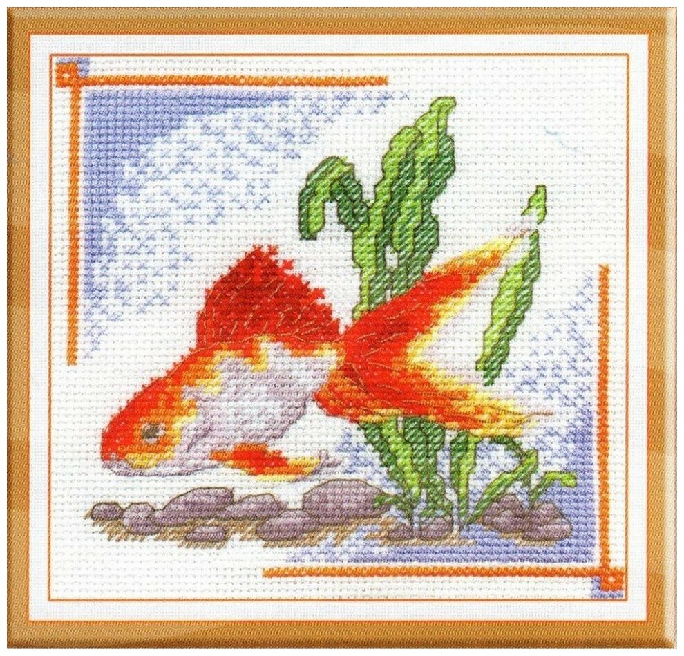 Набор для вышивания Панна #D-0190 Золотая рыбка, Счетный крест, 14 x 14 см