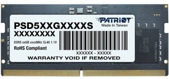 Оперативная память Patriot Memory Patriot SODIMM DDR5 16GB 4800МГц pc-38400 (PSD516G480081S)