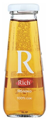 12 шт. Сок RICH (Рич) 0,2 л, яблоко, подходит для детского питания, стеклянная бутылка, 1658301