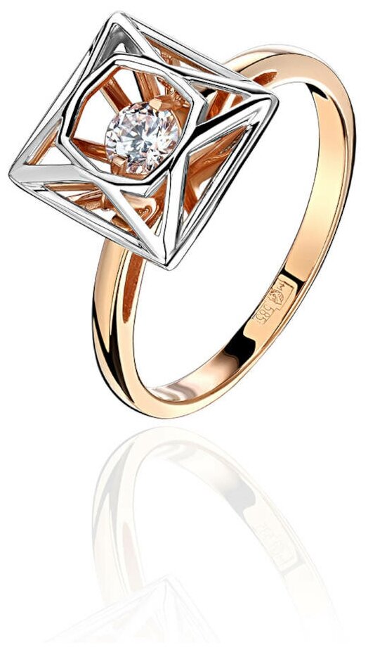 Кольцо, красное золото, 585 проба, фианит